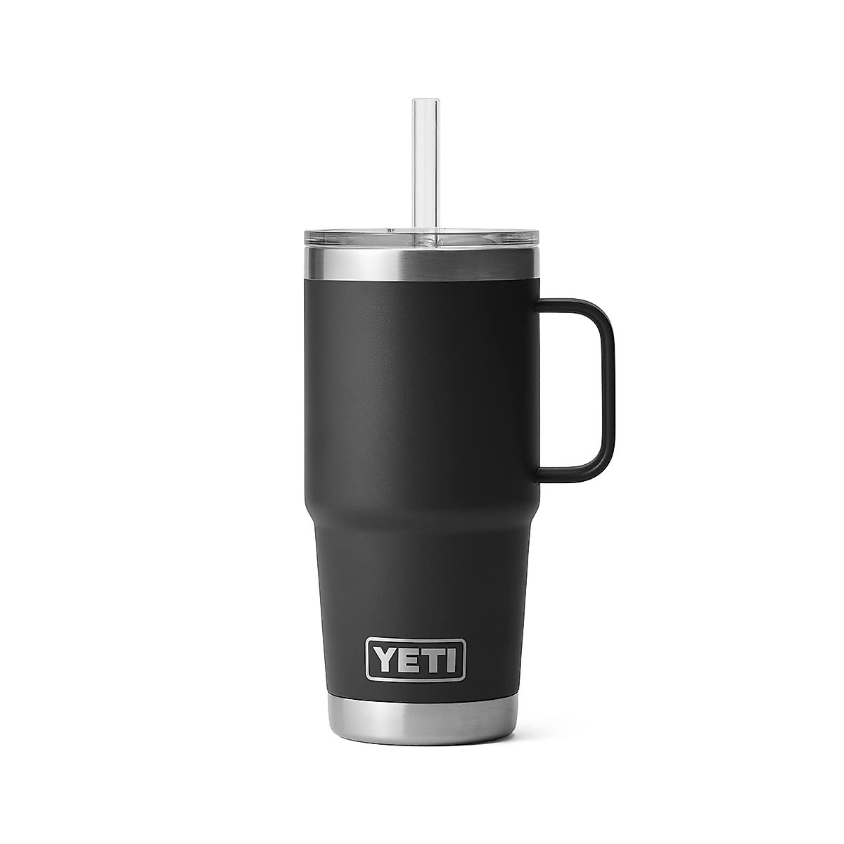 YETI Rambler 25 oz Tumbler with Handle and Straw Lid, Travel Mug Water Tumbler, Vacuum Insulated Cup with Handle, Stainless Steel, Black