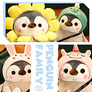 Seyomi Cute Penguin Flower Plush Stuffed Animal Penguin Plushies with Yellow Flower Outfit Gifts, 9.8 inches