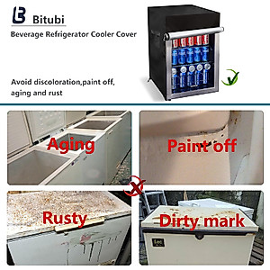Bitubi Beverage Refrigerator Cooler Cover,Outdoor Fridge Cover – Waterproof, Dustproof, Sun-Proof, 20" W x 20" D x 33" H. Suitable for most 3.2 Cu.ft Beer or Wine Mini Fridge (Black)