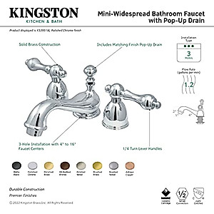 Elements of Design Nuvo Elements of Design ES3951AL Chicago 2-Handle 4" to 8" Mini Widespread Lavatory Faucet with Brass Pop-Up, 4-1/2", Polished Chrome