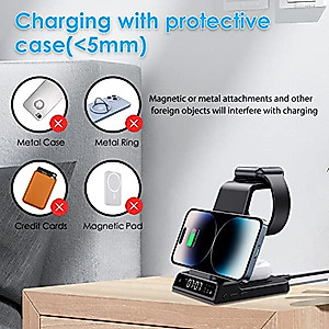 Charging Station for Apple,Wireless Charger 4 in 1 with Digital Clock, Wireless Charging Station for iPhone 14/13/12/11/X Series, for Apple Watch Ultra/Series 8/7/6/5, Air Pods Pro 2/3/Pro