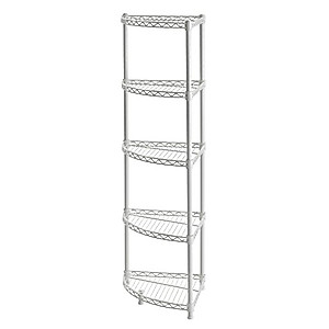Muscle Rack WSCR141447 5-Shelf Steel Wire Corner Shelving Unit, 14" Width, 47" Height, 14" Depth , White