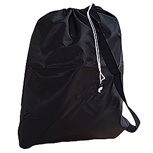 Black Laundry Bag with Strap, Drawstring, Large Size 30x40, Choose from 16 Colors