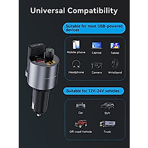 2022 Upgraded Bluetooth Transmitter for Car, Bluetooth 5.1 Car Adapter Car Kit with Dual Car Charger Support 38W PD+QC 3.0 Fast Charging, Noise Canceling Hands-Free Calls