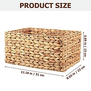 Baskets Wicker Water Hyacinth Storage Basket: Wicker Storage Bin Shelf Seagrass Rectangular Basket Woven Box Weave Organizer for Office Closet Blankets Clothes Wicker Wicker Baskets