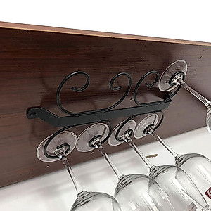 Hanging Wine Glass Rack Under Cabinet Stemware Rack,Wine Glass Holder Under Shelf Storage Stemware Holder for Cabinet Kitchen Bar (8-Cup)