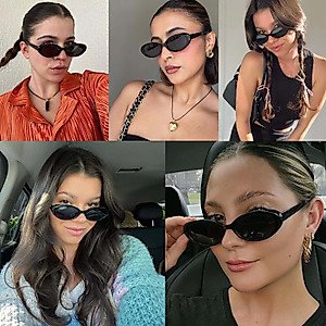 JUDOO Tiny Small 90s Sunglasses for Women Men Retro Oval Tinted Glasses