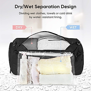 BALEINE Gym Bag for Women and Men, Small Duffel Bag for Sports, Gyms and Weekend Getaway, Waterproof Dufflebag with Shoe and Wet Clothes Compartments, Lightweight Carryon Gymbag (Black)