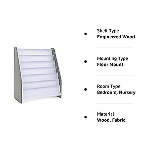 Humble Crew Kids Super Sized Bookshelf 6 Tier Book Rack Organizer, Grey/White