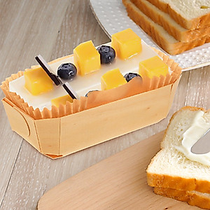 Luxshiny 5Pcs Wooden Baking Molds, Disposable Loaf Pans with Paper Liners Grease Proof Wood Containers Food Baking Pan For Banana Bread Meatloaf
