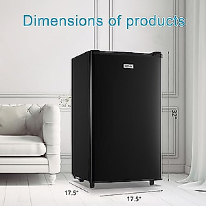 WANAI Compact Refrigerator 3.2 Cu.Ft Mini Black Fridge With Freezer Single Door Mini Refrigerator with 5 TEMP Modes for Dorm Office Bedroom