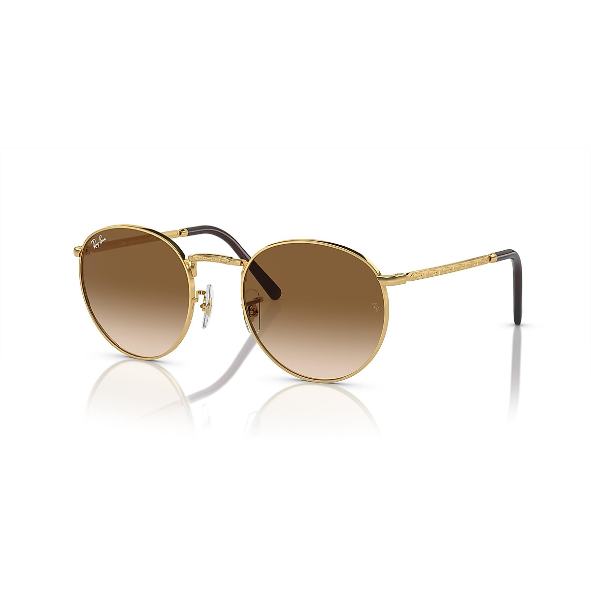 Ray-Ban RB3637 New Round Sunglasses, Gold/Clear Gradient Brown, 50 mm