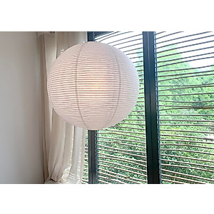 Henjjras White Round paper lamp shade 50cm(19Inch) Chinses Lantern Pendant Lamp Shade,Large Foldable Lampshade