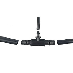 E-outstanding Tee Barbed Connector 10PCS Black 3/8 Inch to 1/4 Inch Greenhouse Drip Irrigation Water Splitter for 4 mm Drip Hose