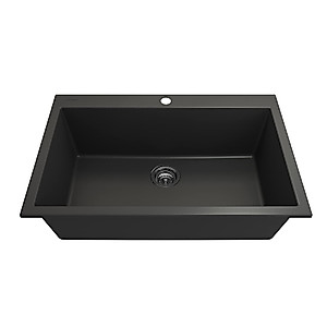 BOCCHI Campino Uno Dual Mount Granite Composite 33 in. Single Bowl Kitchen Sink with Strainer in Matte Black