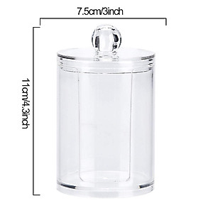 Cotton Round Holder, Cotton Pad Holder Makeup Pads Cotton Swab Dispenser for Bathroom Storage, Makeup Cosmetic Storage Organizer Box Round, Clear, Acrylic, 3 X 3 X 4.3inch