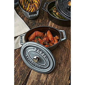 STAUB Cast Iron Oval Mini Cocotte, 11cm, Graphite Grey