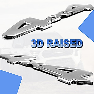 Universal 4X4 Emblem Badge 3D Logo, Full Coverage Adhesive Replacement Compatible with Toyota 4Run, Tac, Tun SUV Truck Pickup Model, 3D Metal Matte Black Logo Trunk Badge (Silver)