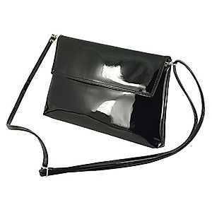 LONI Womens Charming Clutch Purse Shoulder Cross-body Bag Patent in black