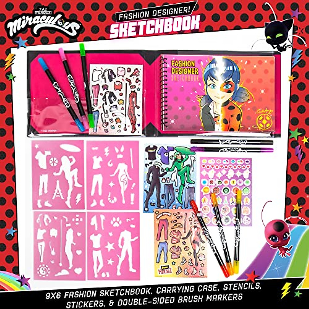 Miraculous Fashion Designer Sketchbook, Miraculous Ladybug Toys, Ladybug and Cat Noir, Ladybug and Cat Noir Toys, Miraculous Ladybug Stickers, Miraculous Stickers, Ladybug Toy, Ladybug Girl, Ages 6+