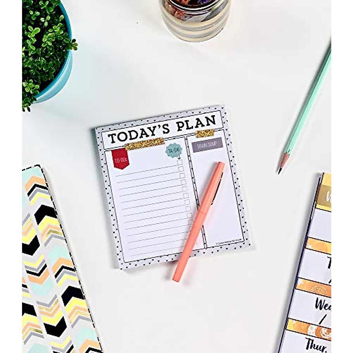 Carson Dellosa 5.75" x 6.25" Today's Plan To Do List Notepad, 50 Sheet Lined Paper Daily Planner Notepad, Daily Checklist, Teacher Daily To Do List, Productivity Task Planner