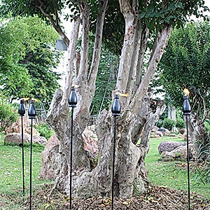 6 Pack Metal Citronella Torches DIKAIDA,Light Torches Garden for Outside 60 inch Flickering Flame Citronella Outdoor Light Torch,Metal Torches for Outside, Camping Patio Pathway Table Torch(Jet Black)