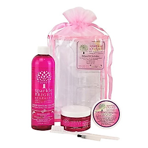 Sparkle Bright All-Natural Jewelry Cleaner - Deluxe Cleaning Kit - Ultrasonics, Gold, Silver, Diamonds, Fine, Fashion, Designer Jewelry