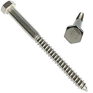 1/4" X 3" - 304 Grade Stainless Steel lag screws, Hex head fasteners, stainless steel screw. Use as Construction, wood, metal, lag screw or mounting screws fasteners lag bolts. Heavy duty screws. (50)
