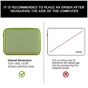 Arvok 13 13.3 14 Inch Laptop Sleeve Case for MacBook Pro/MacBook Air 13-14 inch, Water-Resistant Notebook Chromebook Computer Pouch, Carrying Bag Cover for HP/Dell/Lenovo/Asus/Acer, Bamboo Green