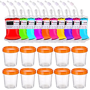XANGNIER 41 Pcs Halloween Party Decorations Supplies Kit, Blood Bags for Drinks and Joke Urine Specimens Drink Cups with Syringe for Vampire Horror Theme Party,Medical School Nurse Graduation Decor