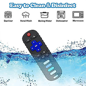 ROBBEAR Baby Teething Toys, Soft Silicone Teethers for Babies 3 6 12 18 Months, TV Remote Control Shape Infant Chew Toys for Boys and Girls, Baby Teething Relief, BPA Free (RC-Purple)