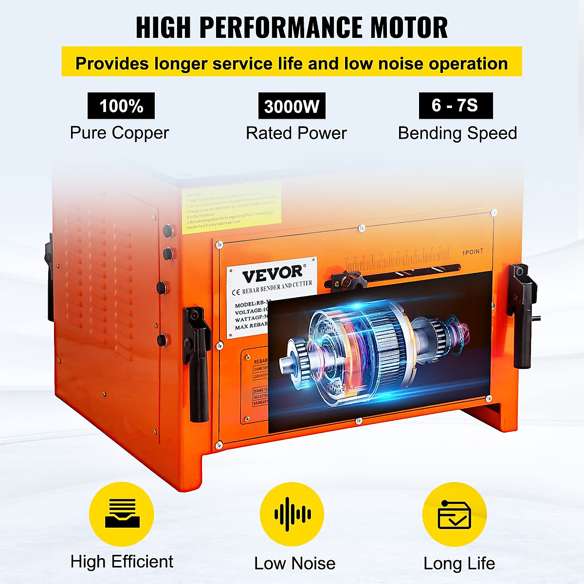 VEVOR Hydraulic Rebar Bender, 3000 Wattage Electric Rebar Bender, 1-1/4'' / 32 mm #10 Grade 60 Max Rebar Diameter, Rebar Steel Bender Machine, Bending Machine for Bending Rebar, Steel Bar, Steel Rod