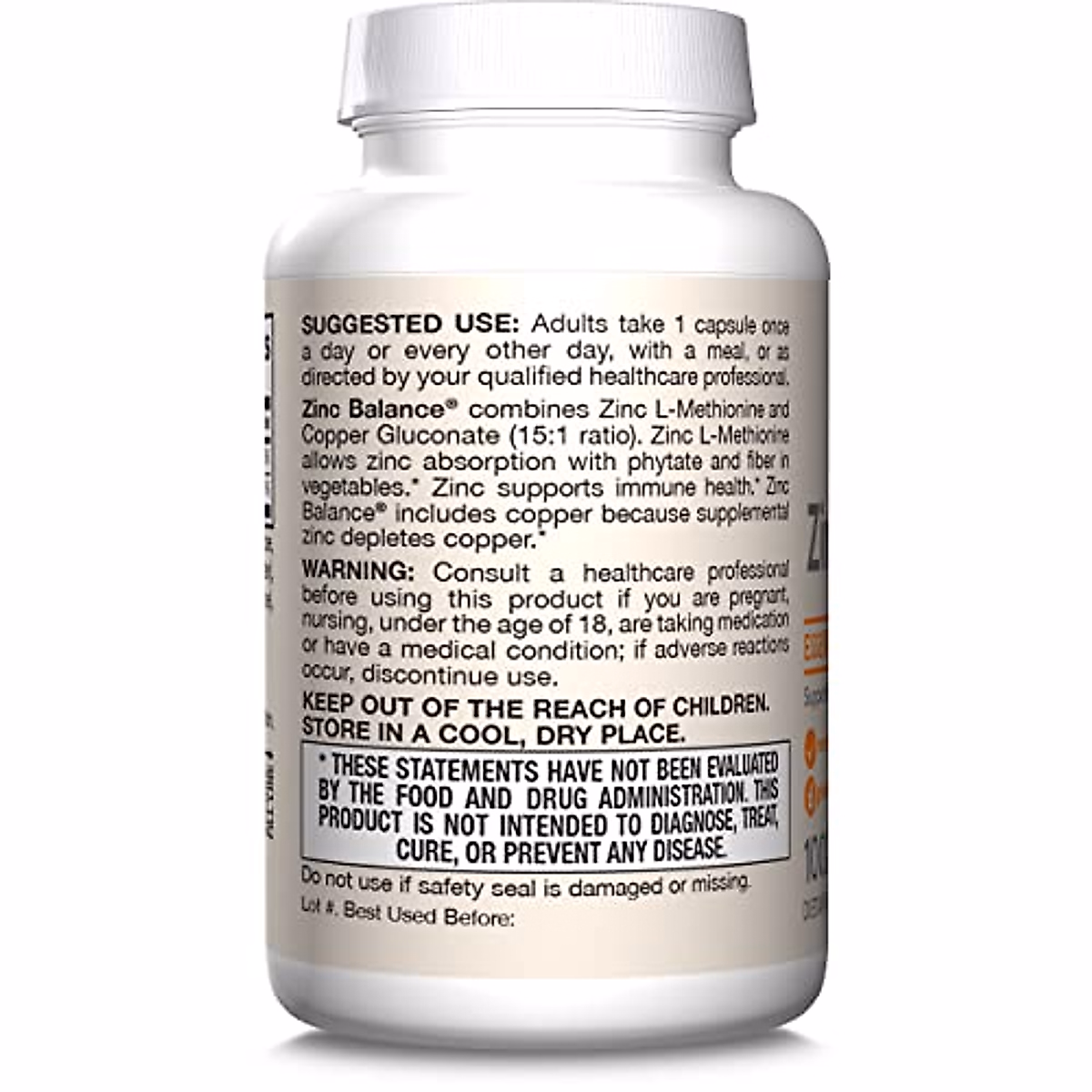 Jarrow Formulas Zinc Balance 15 mg - 100 Servings (Veggie Caps) - Includes Copper - Essential Mineral for Immune System Support - Immune Support Supplement - Gluten Free Zinc Copper Supplement - Vegan