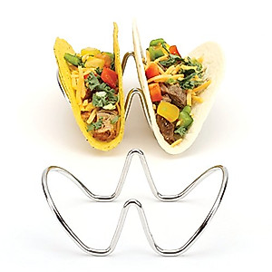 2LB Depot Taco Holder Set with 2 Stackable Stainless Steel Stands, Each Rack Holds 2 Hard or Soft Tacos, Five Styles Available, Perfect for Home and Restaurants