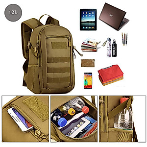 CREATOR Mini 12L Daypack Military MOLLE Tactical Backpack X-Small Rucksack MOLLE Gear Assault Pack for Traveling Camping Bag
