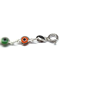 Mystic Jewels By Dalia - Silver Lucky Tiny Evil Eye Bracelet - 7.5" (Multicolor)