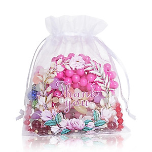 Bskifnn Organza Bags Satin Drawstring Organza Pouch Candy Bags Wedding Party Favor Gift Bag Jewelry Bags (50)