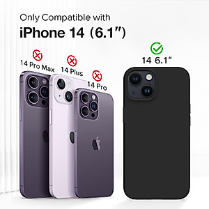 GONEZ for iPhone 14 Case Silicone, with 2X Screen Protector + 2X Camera Lens Protector, [Soft Anti-Scratch Microfiber Lining], Liquid Silicone Shockproof Protective Phone Cover 6.1", Black