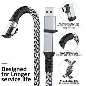 Link Cable 16FT VR Cable Compatible with Meta Oculus Quest 2/Quest 3S/Quest 3/Pro Pico, Nylon Braided Accessories and Gaming PC Steam VR, USB 3.0 Data Transfer Type C Cable, for VR Headset