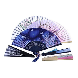 ZAEGO Chinese Fan Folding Hand Fan Chinese Style Dance Wedding Party Lace Silk Folding Hand Held Flower Fan Handheld Folding Fan Japanese Fan (Color : Onecolor, Size : 21 * 55cm)