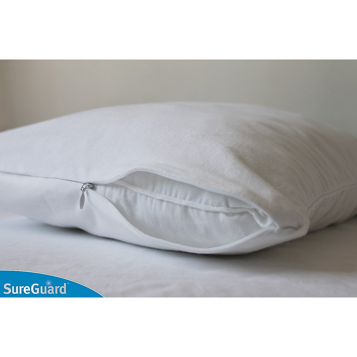 Set of 2 King Size SureGuard Pillow Protectors - 100% Waterproof, Bed Bug Proof, Hypoallergenic - Premium Zippered Cotton Covers - Smooth