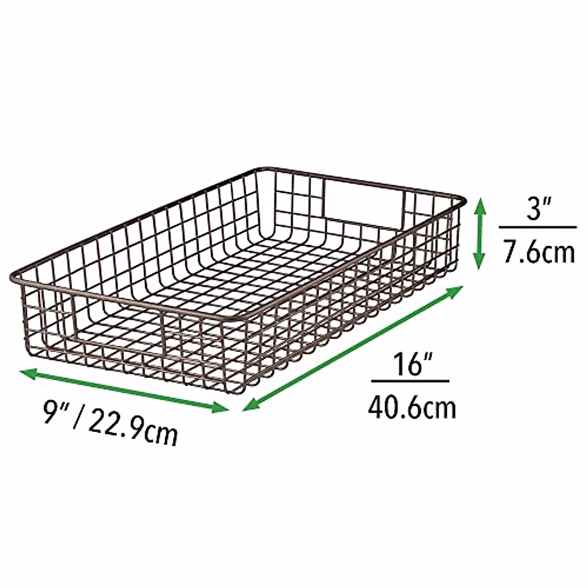 mDesign Metal Wire Bathroom Storage Shallow Bin Basket - Holder Tray for Organizing Cabinets, Shelves, Closets, Countertops - Concerto Collection - Bronze