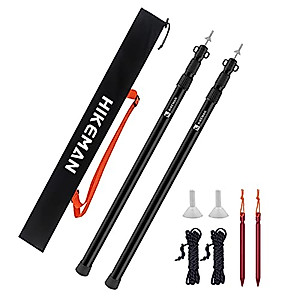 HIKEMAN Set of 2 Tarp Poles Adjustable Aluminum Telescoping Tarp Poles, Lightweight Canopy Poles Portable Tent Poles for Outdoor Camping Backpacking Awning
