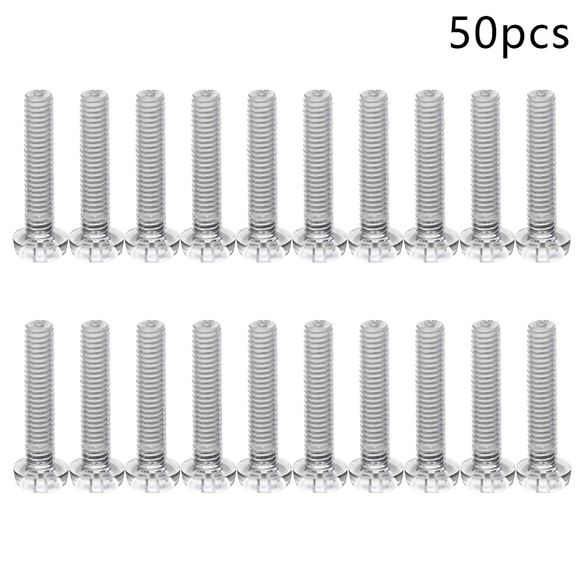 MroMax M4 x 20 Threaded PC Acrylic Phillips Cross Pan Head Machine Screws Bolts Transparent Color 50Pcs