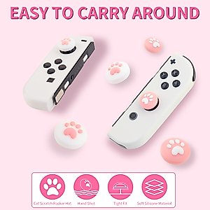 FUNDIARY Cute Bunny Carrying Case for Nintendo Switch and Switch OLED, Pink Portable Travel Case Built-in 10 Game Card Slots for Switch Console Joycon & Accessories with Shoulder Strap and 2 Thumb Cap