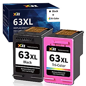 XJI 63XL Remanufactured Ink Cartridges Replacement for HP Ink 63 XL Black and Tri-Color Combo Pack, for OfficeJet 3830 3833 5255 5258 5260 Envy 4510 4520 4650 DeskJet 1112 2132 3630 3634 3639 Printer