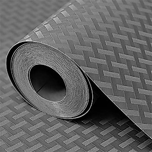 Hersvin Shelf Liners 24 in x 20 ft EVA Drawer Mats, Non-Adhesive Cupboard Pad, Kitchen Cabinet Lining Fridge Cushion (Gray/Crossed Stripe, 61x610cm)