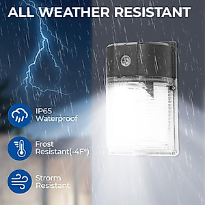 CINOTON 26W LED Wall Pack Light with Dusk to Dawn Sensor, 3000LM[100-277Vac/160W HID/HPS Equiv.] IP65 Waterproof Outdoor Security Flood Lighting for Garage Warehouse Garden 5000K-Daylight 4 Pack