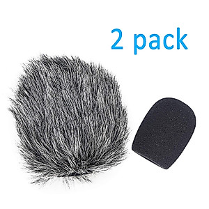 YOUSHARES VideoMicro Microphone Foam windscreen & Deadcat Wind Shield, Foam & Furry Wind Muff for Rode VideoMicro and VideoMic Me Me-L Mic (2 PACK)