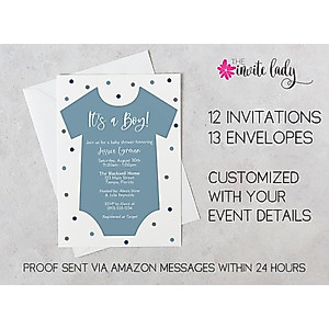 Customizable Baby Shower Invitations for Boy Bodysuit Invites (12 Count)